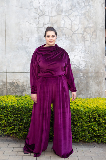 The Velvet Stride Pants - Grape – ERRE Fashion